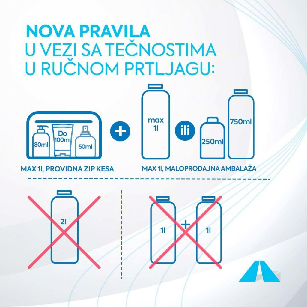Аеродроми Црне Горе Нова правила у вези са течностима у ручном пртљагу